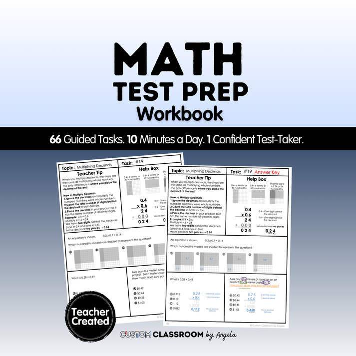 8th Grade Math Test Prep Workbook - Digital PDF – Custom Classroom By ...